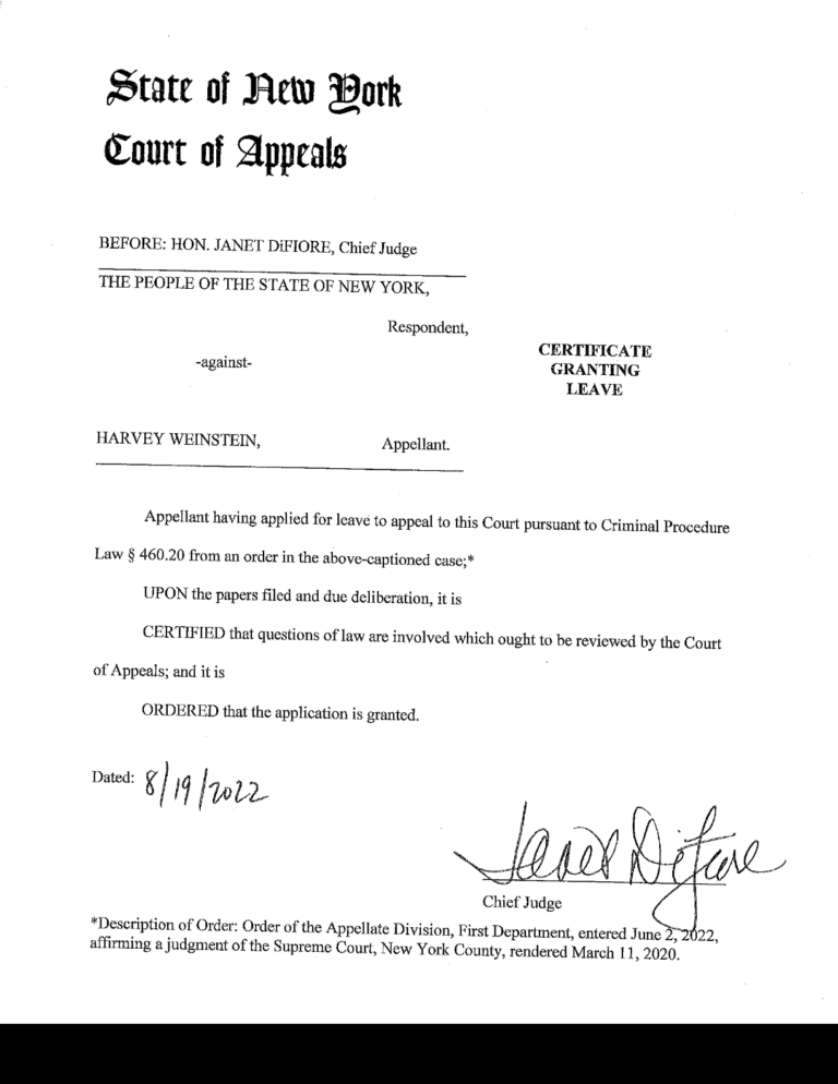 Harvey Weinstein Wins Right to Appeal His New York Convictions and 23 Year Sentence - Showbiz411