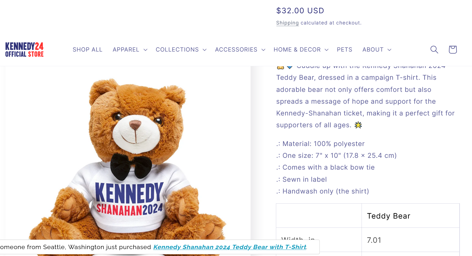 Kennedy Campaign Website Offers Teddy Bear to Buy, Not to Kill and ...