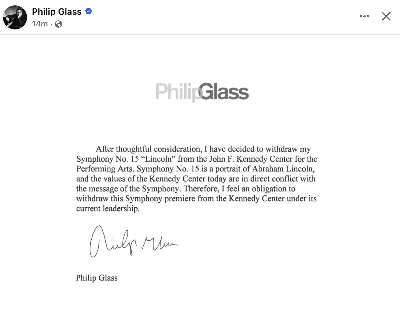 Famed Composer Philip Glass Removes His "Lincoln" Symphony Premiere ...