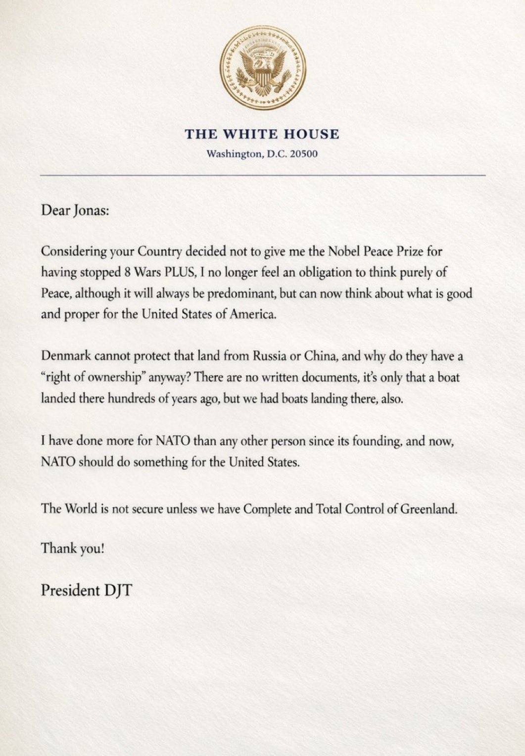Shocking, Pathetic Trump Letter to Norway: They Wouldn't Give Him Nobel ...